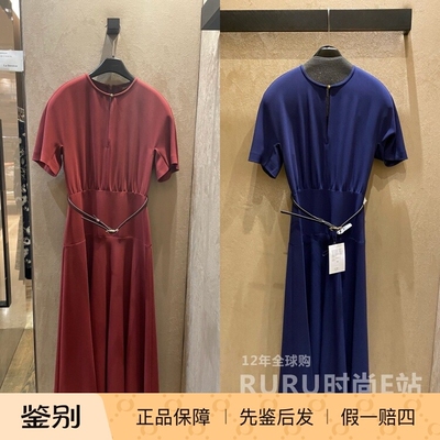 优雅一步裙纯色短袖圆领连衣裙