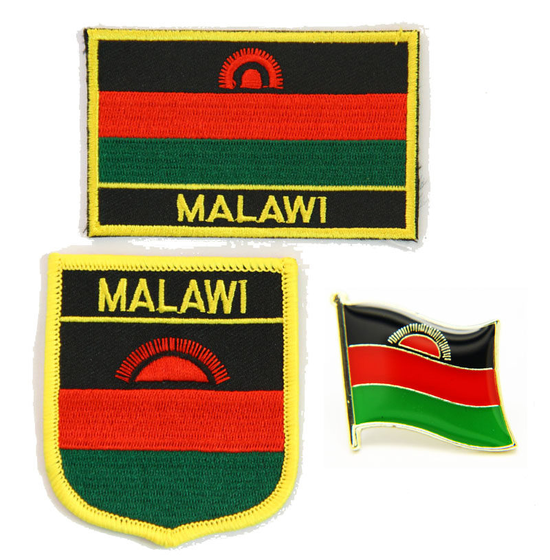 113 Malawi flag pin patch 马拉维 国旗布贴 背胶刺绣臂章 徽章