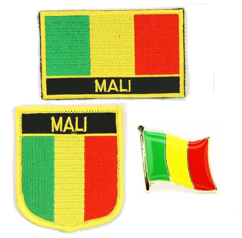 115 Mali flag pin patch 马里 国旗 布贴 徽章 背胶 刺绣 肩章
