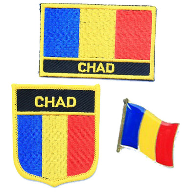 215 Chad flag pin patch 乍得 国旗 布贴 背胶 熨 烫臂章 徽章