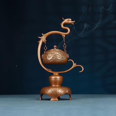 紫道铜摆檀夔龙纹挂式熏炉家居OGY香用品熏香炉香沉香香薰炉件