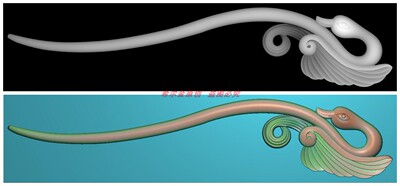天鹅发簪精雕图 浮雕图 灰度图  artcam桃木雕玉雕骨雕牙雕刻图