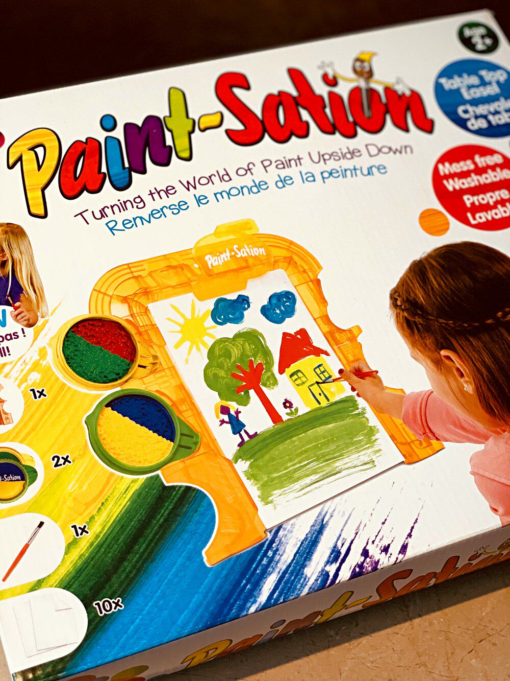 外贸Paint Sation桌面小画板轻便可爱半透明果冻色带颜料盒3岁+_虎窝淘