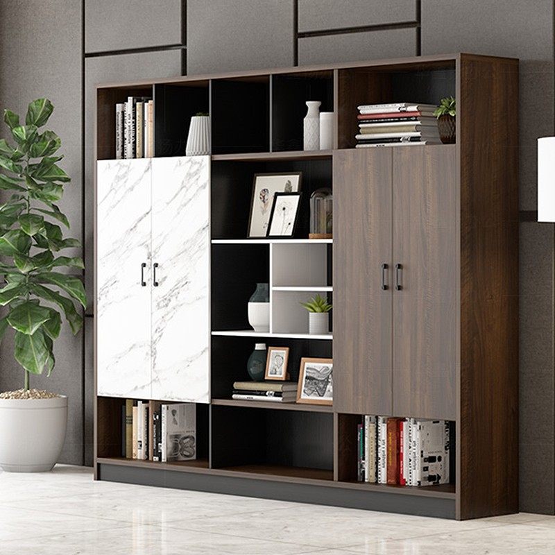 办公室书柜背景柜经理总裁书架现代简约六门柜定做柜子木质文件柜_虎窝淘