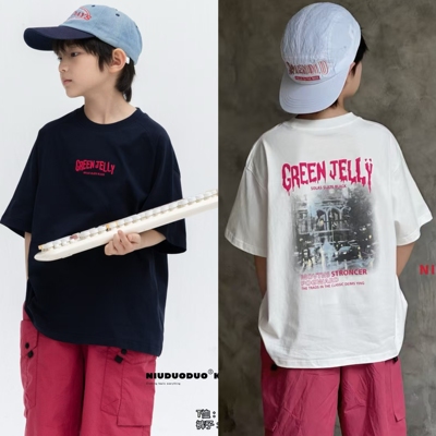 牛哆哆童装2025夏男女童美式复古卡通短袖T恤中大童半袖上衣63837