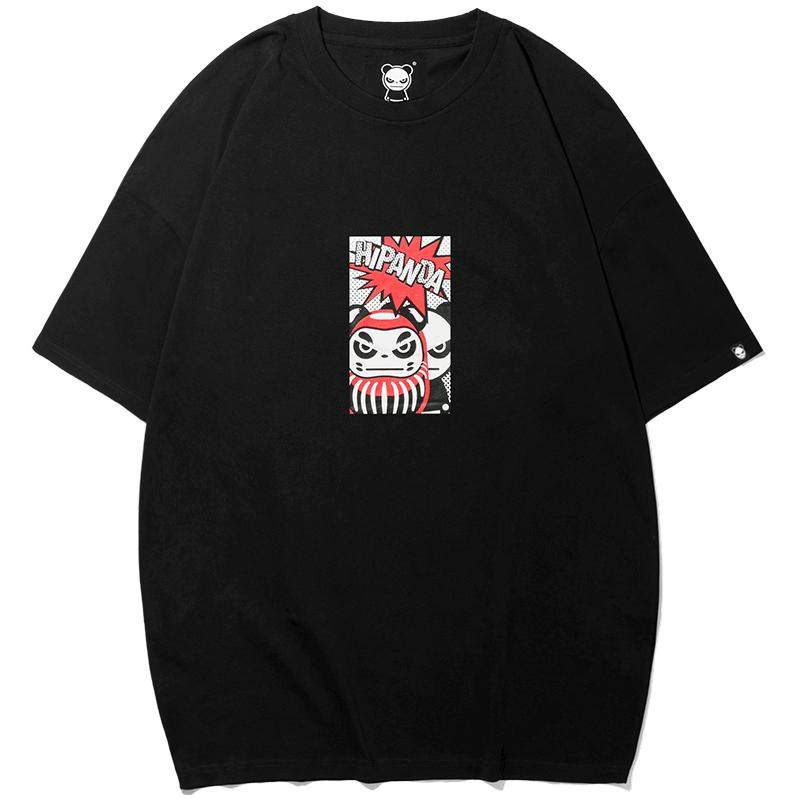 Hipanda你好熊猫T恤男款波普圆领短袖T恤中性宽松短T嘻哈街头潮牌_虎窝淘