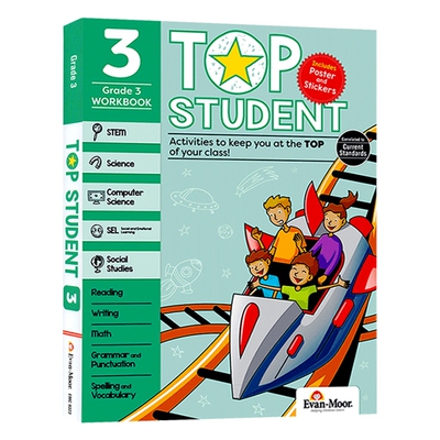 Top Student Grade 3 英文原版 美国加州教辅优等生系列小学三年级综合英文练习儿童图书