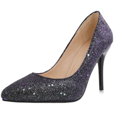 春秋银色尖头细跟性感大码女鞋