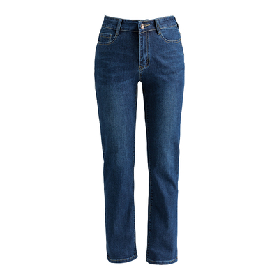 酷太太中年牛仔裤女春秋大码显瘦妈妈高腰深档直筒长裤棉弹力女裤