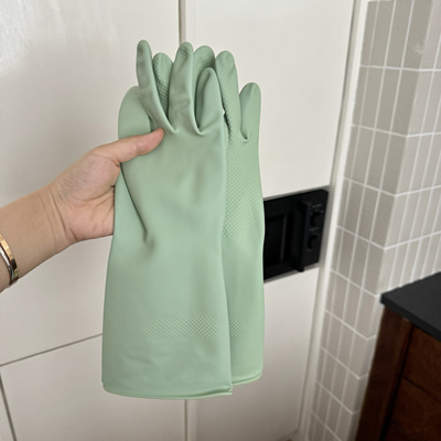 ins韩风厨房洗碗手套莫兰迪色做家务清洁乳胶防水防滑手套女洗碗