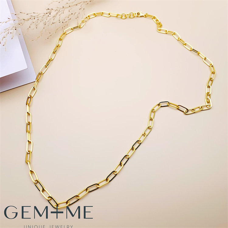 朝暮之悦百搭随意扣经典单环925银镀厚金项链直径6mm19.4克73cm_虎窝淘