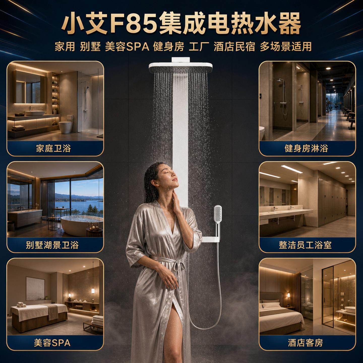 小艾SL-F85集成电热水器 一体花洒恒温免燃气即开即热