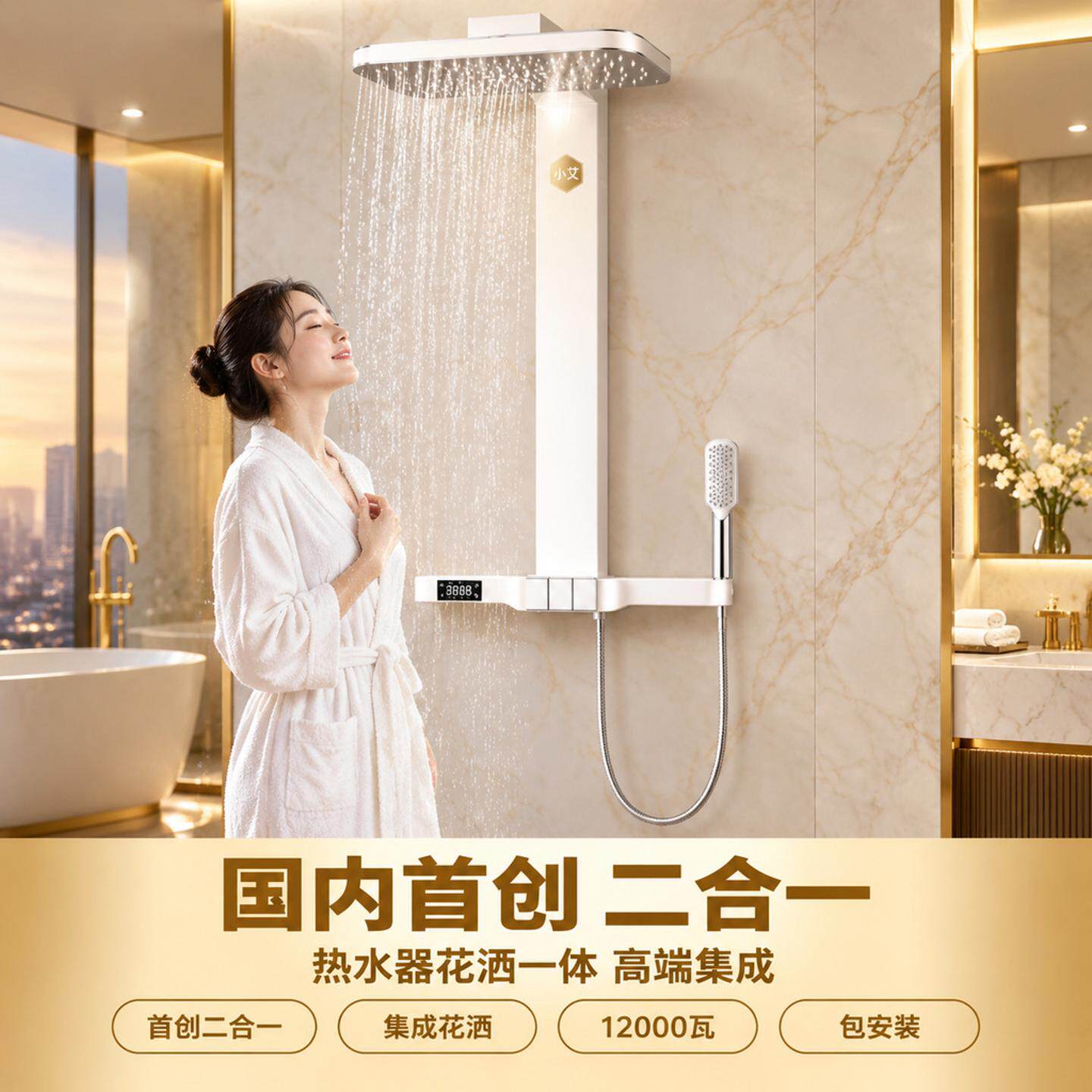 小艾SL-F85集成电热水器 花洒一体恒温免燃气即热省空间