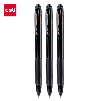 【3支盒装】得力S08Pro-3臻顺滑按动中性笔0.5mm子弹头黑色签字笔