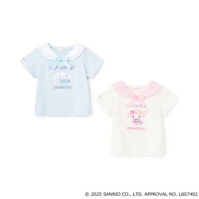 日系MP钢琴家女童装儿童装SANRIO卡通三丽鸥海军领短袖T恤夏
