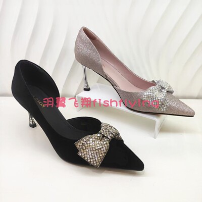 HM267102harson/哈森专柜正品2025春夏季高细跟尖头钻蝴蝶女单鞋