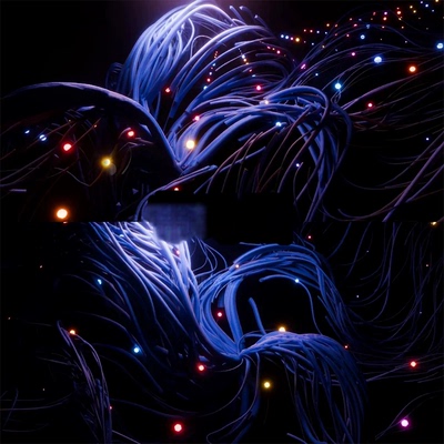 Blender艺术线条生长形成渐变动画动态抽象概念触手盛开3320