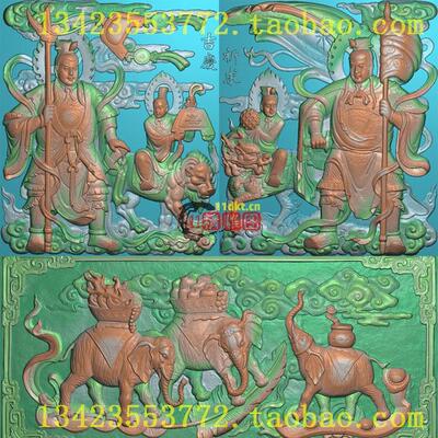 W精雕图方图门神祈求吉庆祈求平安三象古建扫描图灰度图