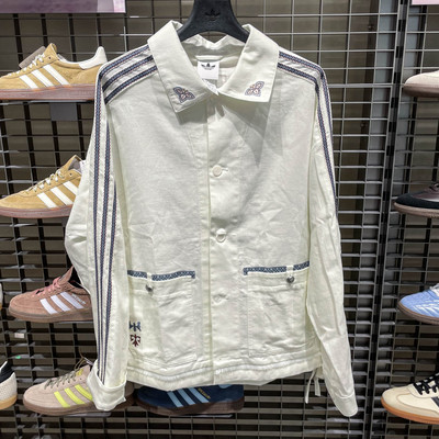 adidas阿迪达斯三叶草男子纯棉运动宽松翻领夹克早春薄外套KW5673
