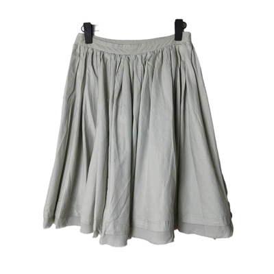 女士印花百褶棉麻口袋半身裙短裙