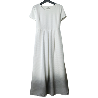 圣迪家简约飘带收腰短袖连衣裙