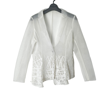 圣迪家个性裁剪拼接网纱西装外套