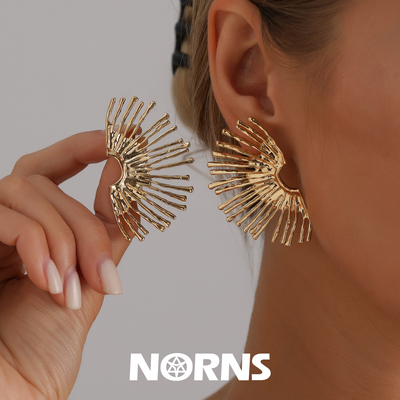 Norns欧美几何对称耳钉女金属展开翅膀轻奢性感风耳饰earring