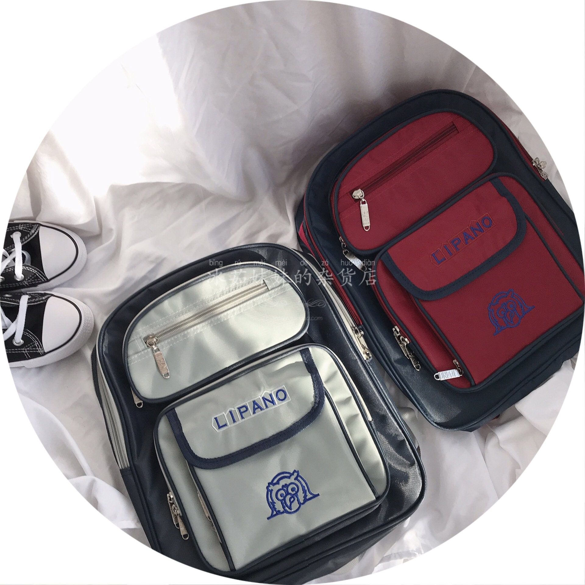 冰茹妹妹家韩国LIPANO大儿童复古立体减负定型纯色双肩包书包学生_虎窝淘