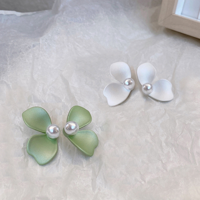 s925银针春夏款森系优雅珍珠女