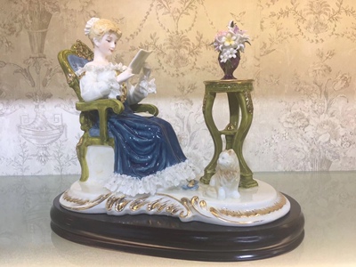 看信蕾丝少女创意摆件瓷偶手工制作