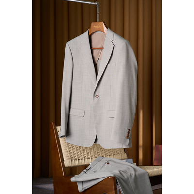 男士亚麻天丝混纺商务休闲西服