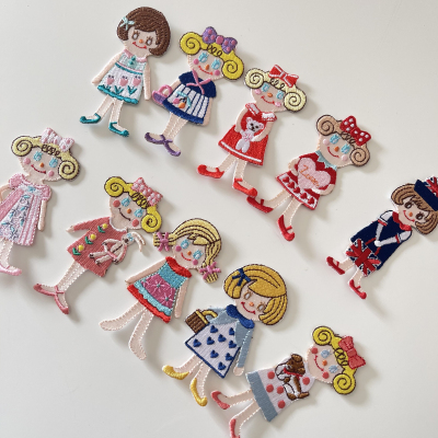 卷发小女孩可爱becheers刺绣贴