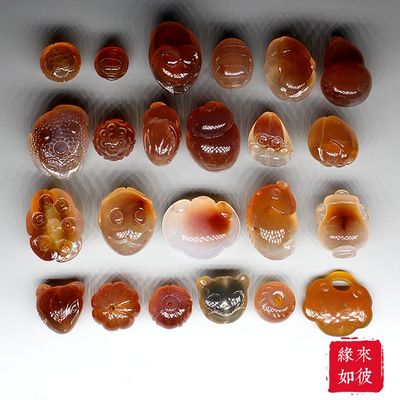 diy天然戈壁石玛瑙雕刻吊坠隔珠