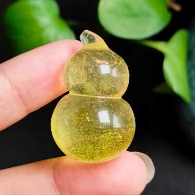 天然琥珀意境美金沙葫芦 尺寸31.3*20MM重5.82克