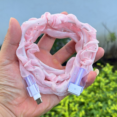 适用苹果笔记本MacBook pro M3 M4加长2米数据线保护套免绕线夹绳