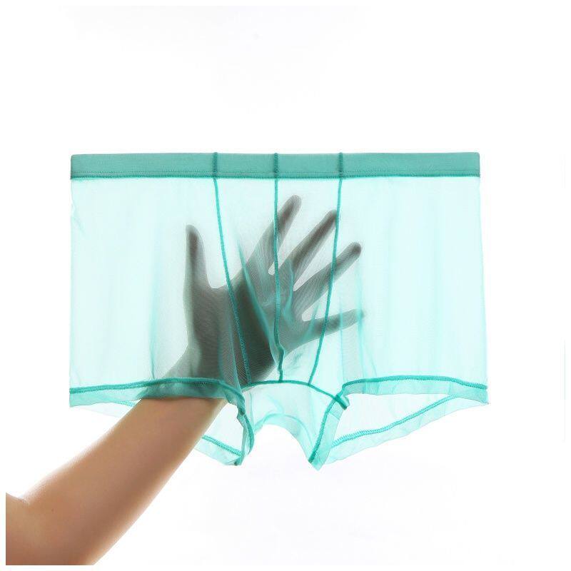 全透明男士内裤夏季轻薄透气速干舒适大码内裤个性潮流勾人平角裤