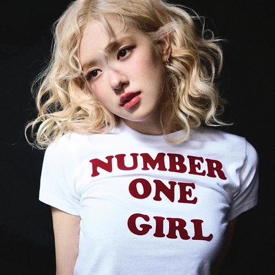number one girl朴彩英rose字母辣妹趣味纯棉短袖女t恤个性衣服潮