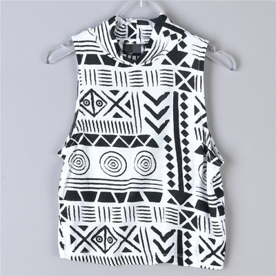 外贸女童装高领小背心无袖T恤