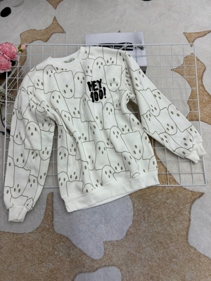 时尚百搭圆领鬼脸可爱卡通印花加绒卫衣女春秋新款宽松显瘦气质款