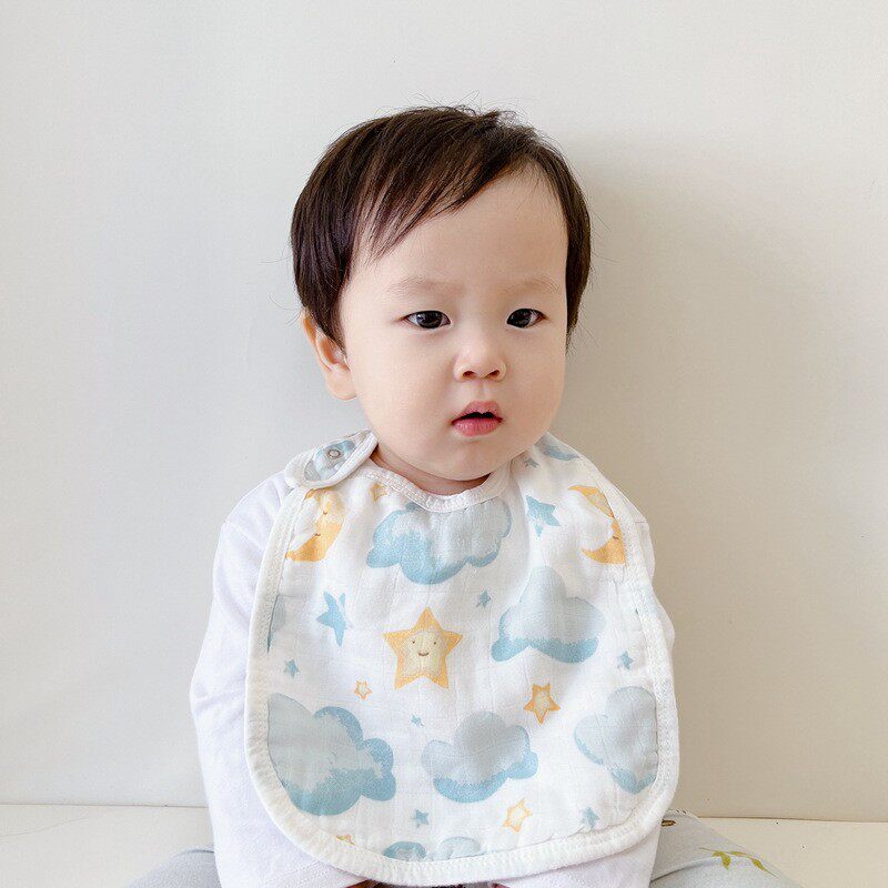 竹棉六层纱布U型围嘴A类婴幼儿口水巾柔软吸水围兜宝宝饭兜可调节