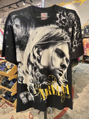 全新New Vintage风格水洗做旧涅槃NIRVANA垃圾摇滚乐队纯短袖T恤