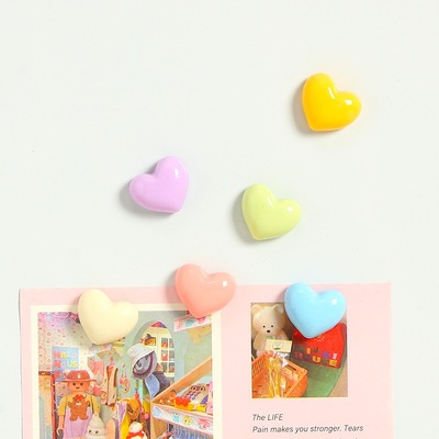 亮面马卡龙色爱心树脂磁吸冰箱贴创意黑白板照片墙留言板固定磁贴