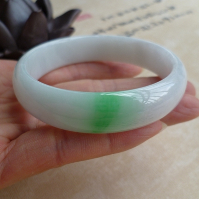 天然A货翡翠/飘阳绿56MM手镯1396带证 特价