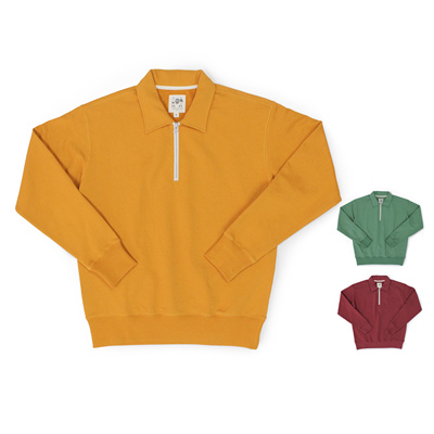 十贰码500G全棉重磅强捻加厚针织复古运动翻领半门筒拉链套头卫衣