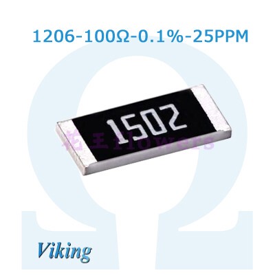 1206精度0.1%温漂25PPM/℃电阻100ΩViking/光颉 AR06BTCV1000