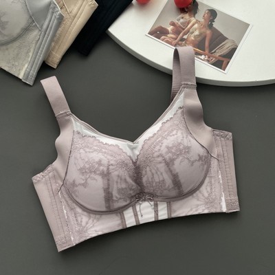 夹棉薄C杯文胸大胸显小无钢圈