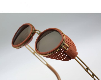 土耳其代购Goggles 古着90年代古铜色椭圆形侧盾护目镜太阳眼镜