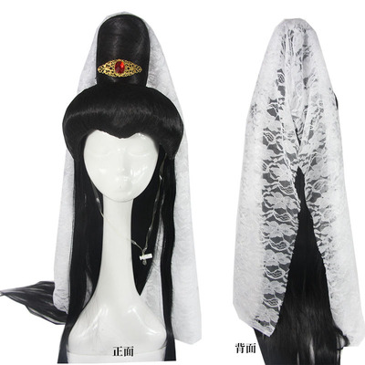 古装观音菩萨仿妆假发套整顶假发妈祖娘娘影视造型头套饰品
