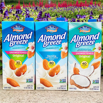 美国低卡无糖杏仁奶饮料BLUE DIAMOND ALMOND BREEZE UNSWEETENED
