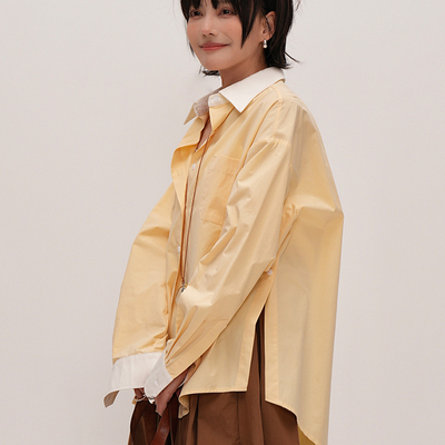 谭烟米小众设计黄色衬衫女